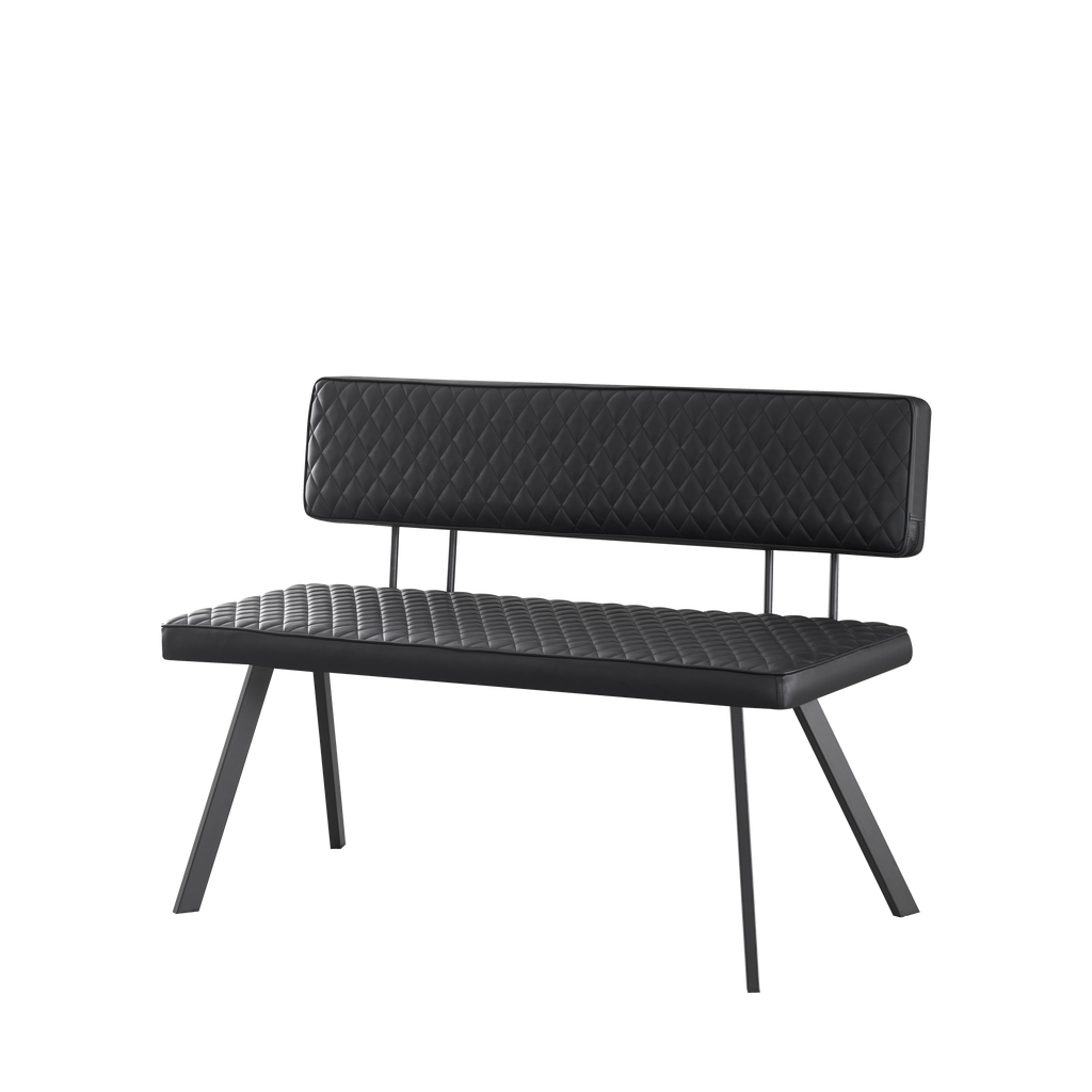 Cabin Dining Bench, Synthetic Leather - Jet Black | Novena Furniture ...