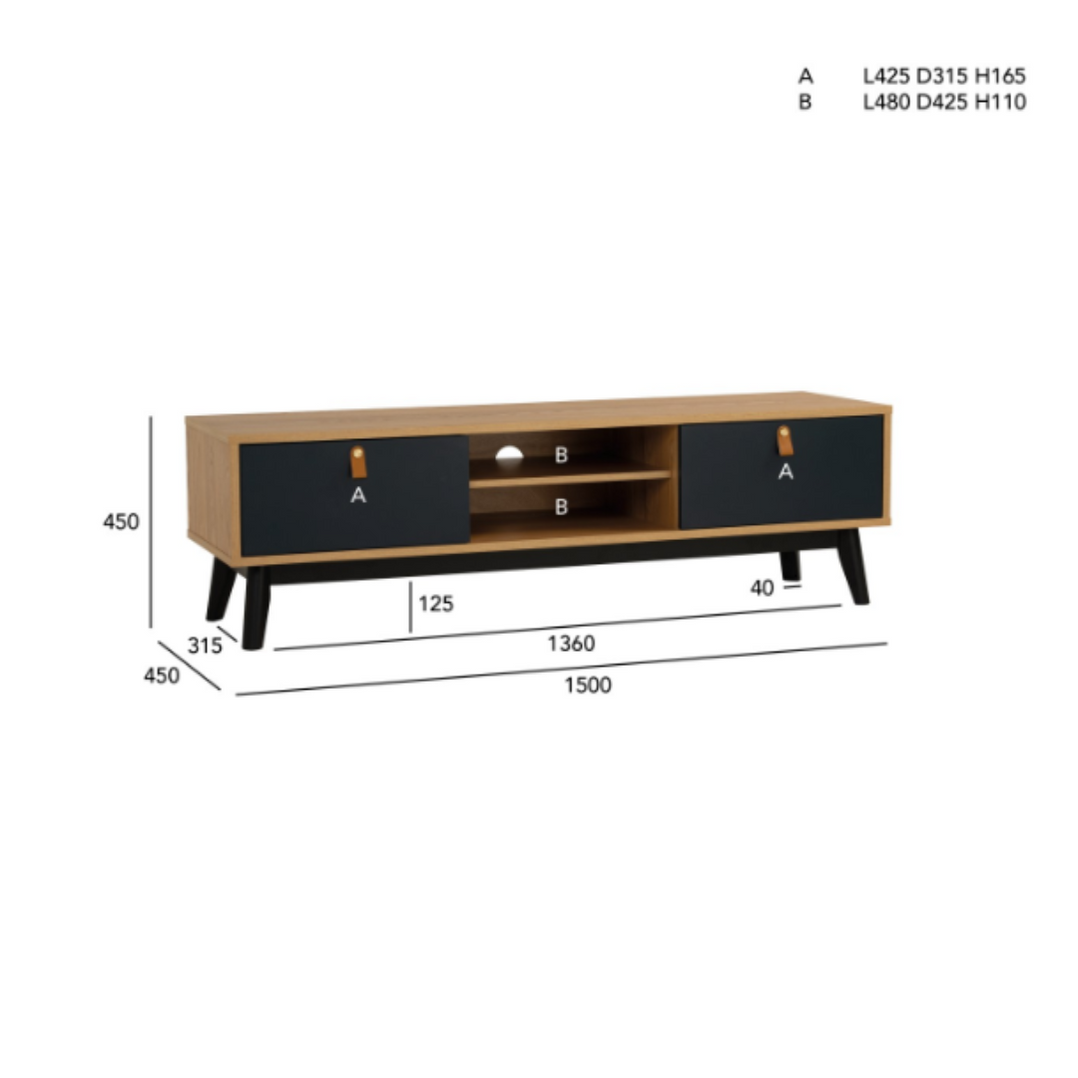 Carrie 1.5M TV Cabinet, Wood - Natural — Novena Furniture Singapore