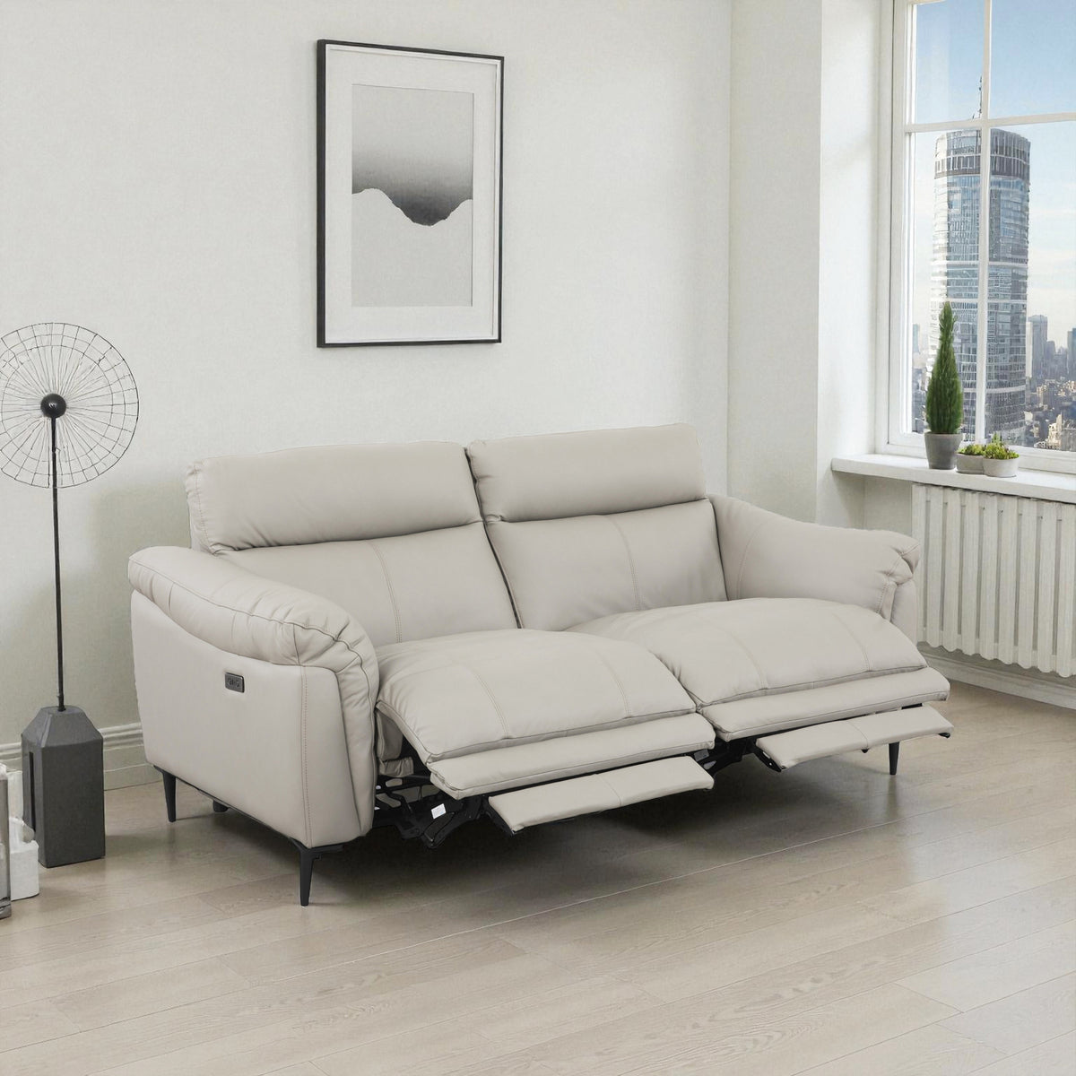 Claude 2.5 Seater Electric Recliner Sofa, Half Leather — Novena ...