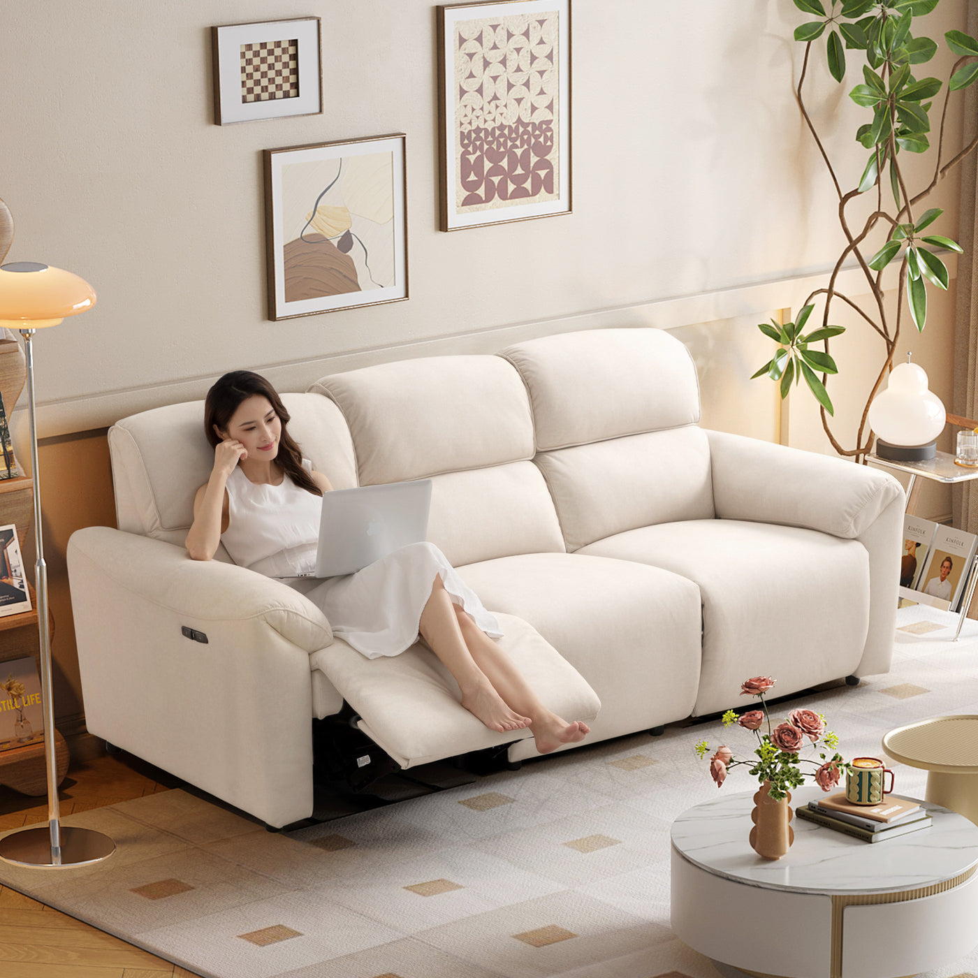 Nino 3 Seater Electric Incliner Sofa, Fabric — Novena Furniture Singapore