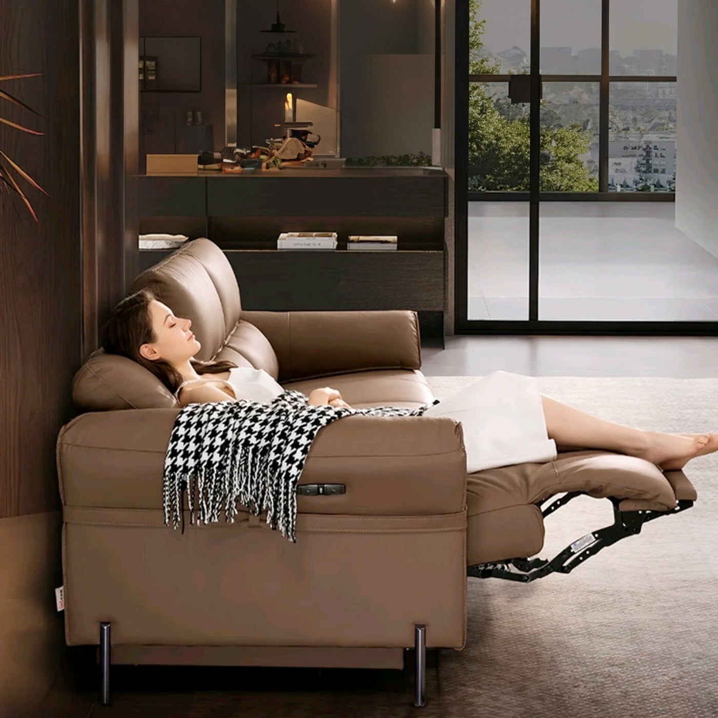 Rachelle 3 Seater Electric Incliner Sofa, Genuine Cowhide Leather ...