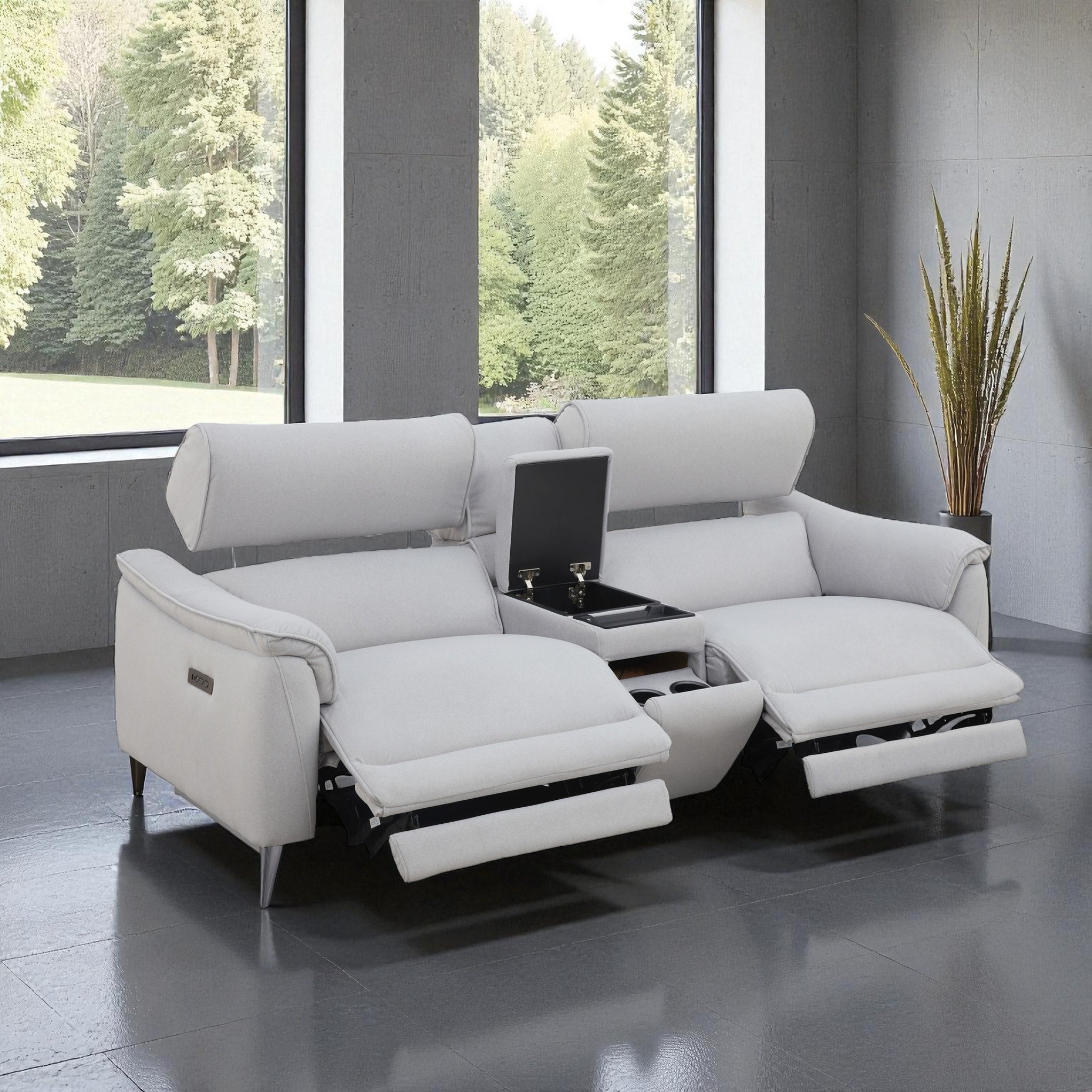 Xander 2.5 Seater Electric Recliner Sofa with Console Box, Fabric ...