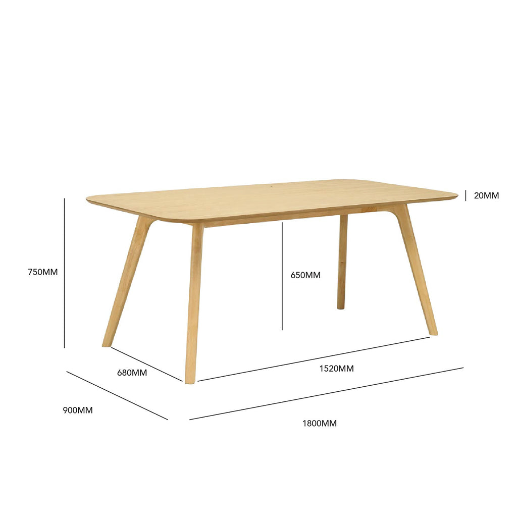 Ameri 1.8m Dining Table, Wood - Cocoa | Novena Furniture Singapore