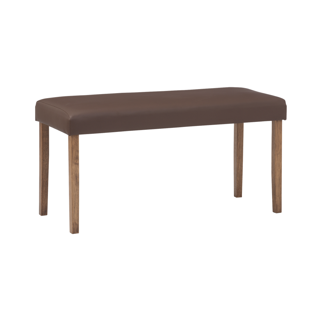 Lenore Dining Bench, Wood/Vinyl - Cocoa/Mocha | Novena Furniture Singapore